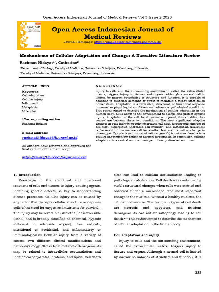 Mechanisms of Cellular Adaptation and CH | PDF | Atrophy | Autophagy