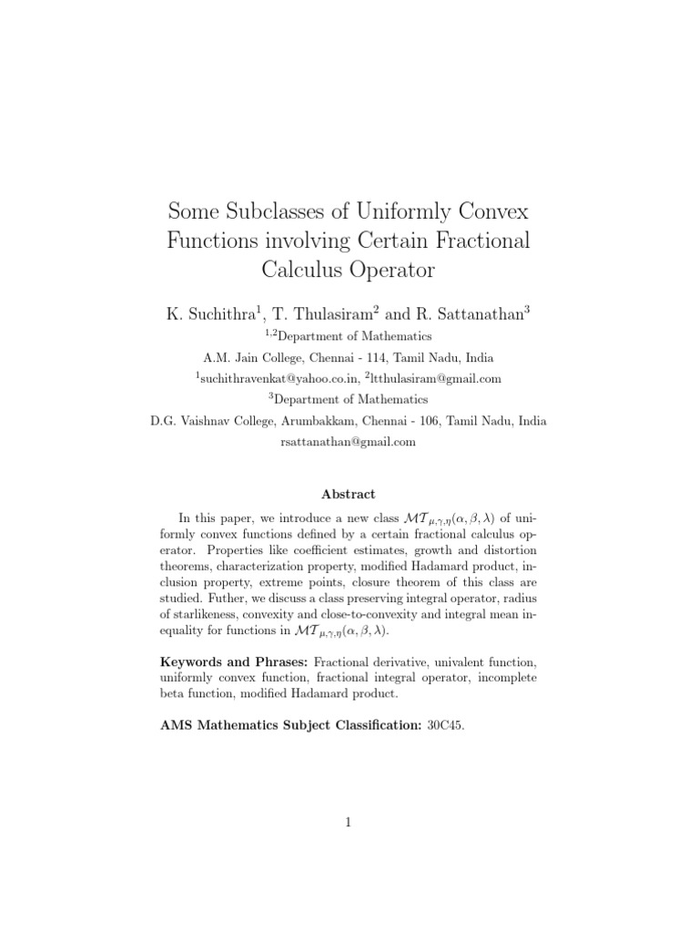 Some Subclasses of Uniformly Convex Func | PDF | Integral | Function (Mathematics)