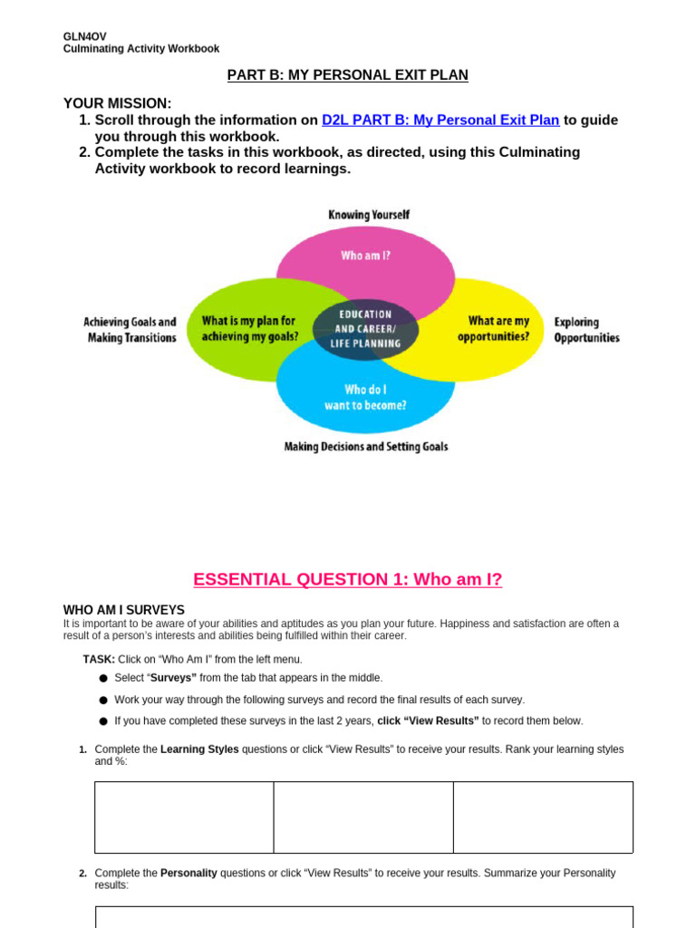 Personal Exit Plan Workbook Guide Pdf Knowledge Goal