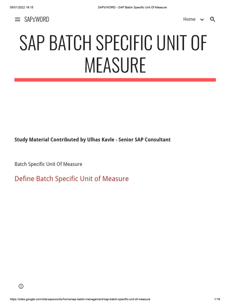 SAP Batch Specific Unit Of Measure | PDF | Kilogram | Metrology