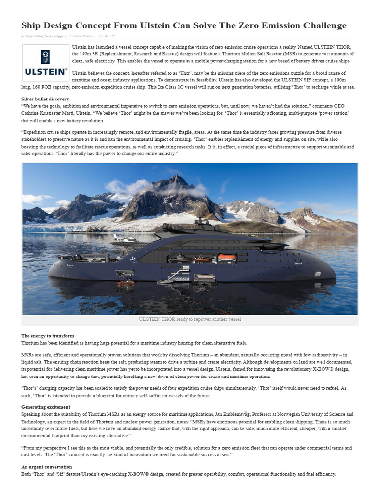 2022 HELLENIC SHIPPING Ship Design Concept From Ulstein Can Solve The Zero Emission Challenge ...
