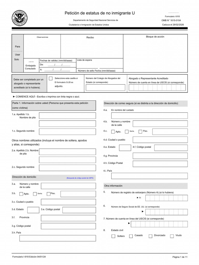 I-918 ESPAÑOL | PDF | Perdón | Los Estados Unidos
