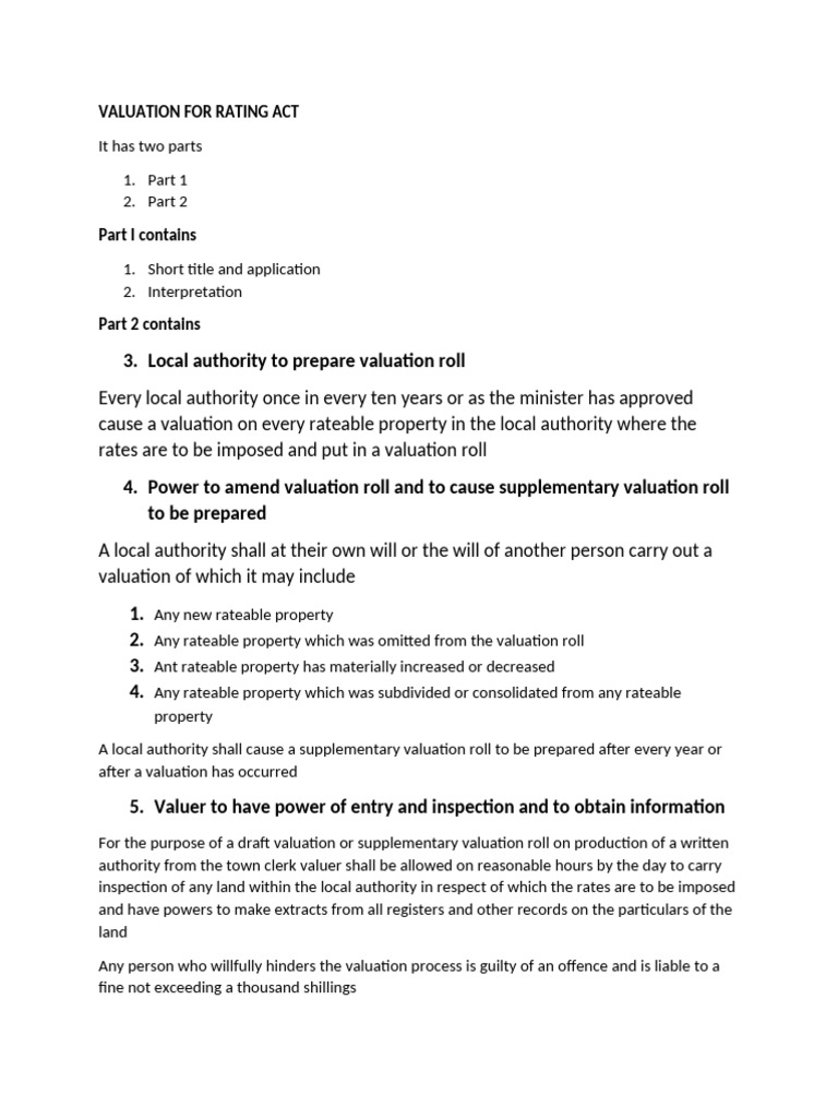 Valuation For Rating Act | PDF | Real Estate Appraisal | Government