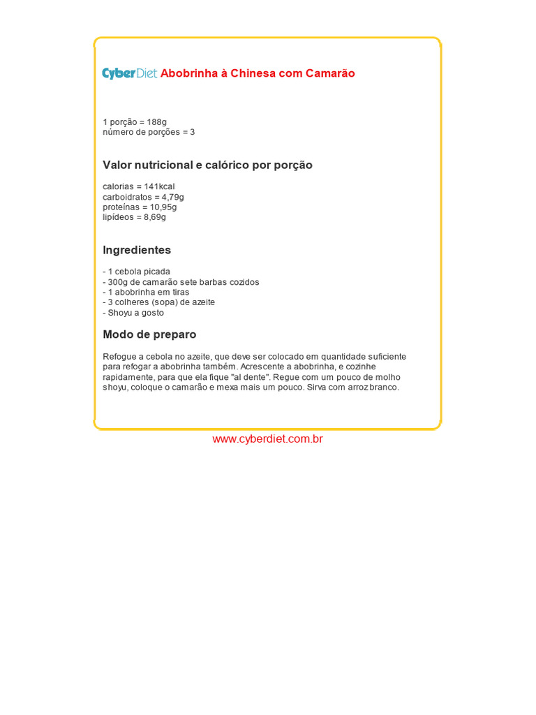Abobrinha A Chinesa Com Camarao | PDF