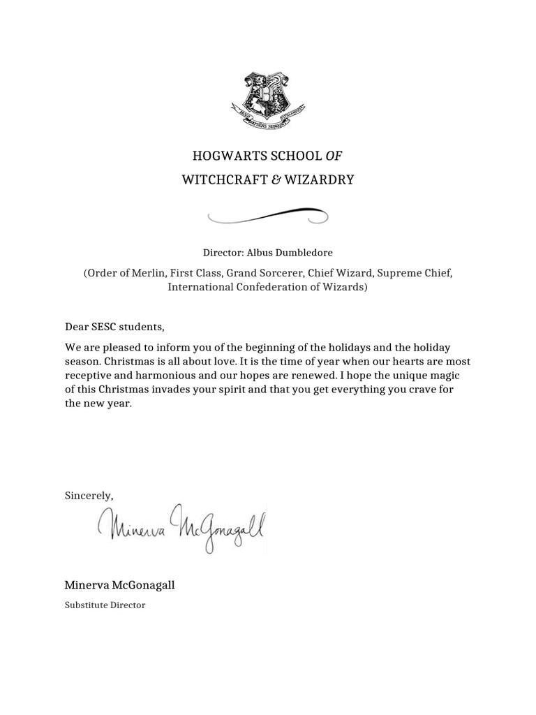 Carta de Hogwarts | PDF