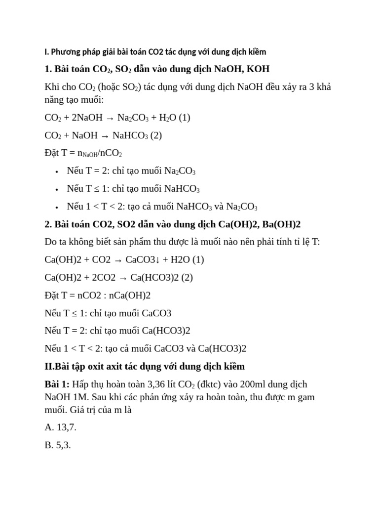 bài tập co2 so2 | PDF
