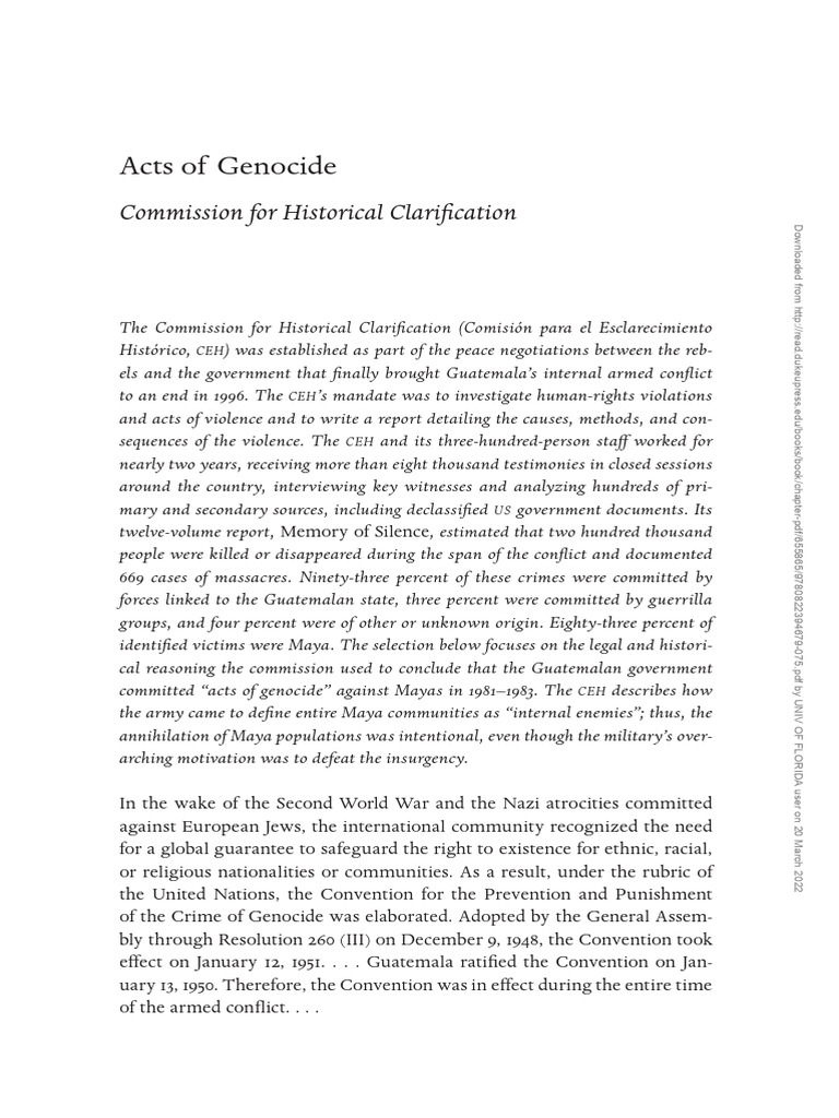 Commission For Historical Clarification, Acts of Genocide | PDF | Genocides | Human Rights Abuses