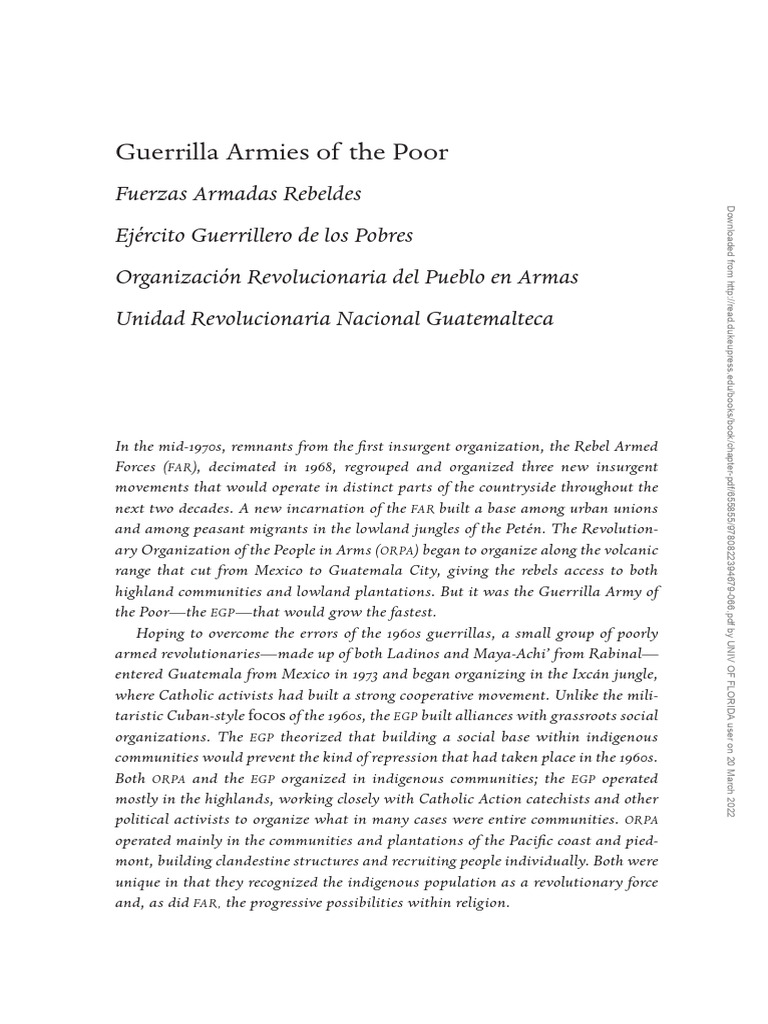 FAR, EGP, ORPA, URNG, Guerrilla Armies of The Poor, Guatemala Reader ...