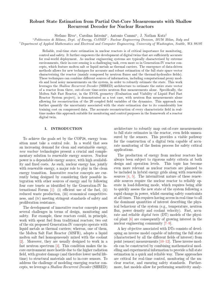 Robust State Estimation From Partial Out-Core Meas | PDF | Nuclear Reactor
