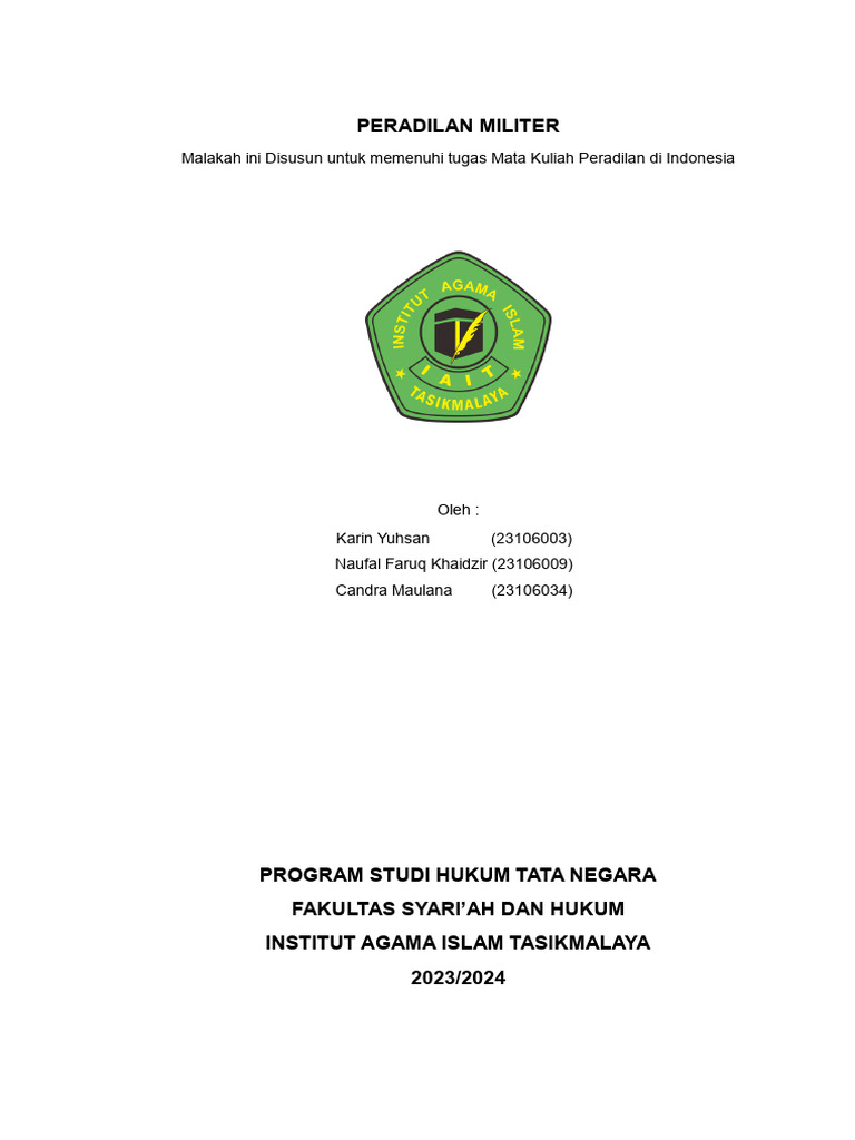 Peradilan Militer di Indonesia: Penjelasan dan Sejarah | PDF | Ilmu ...