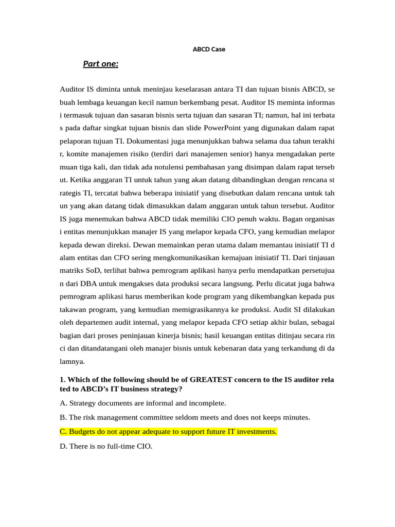 Abcd Case | PDF | Bisnis