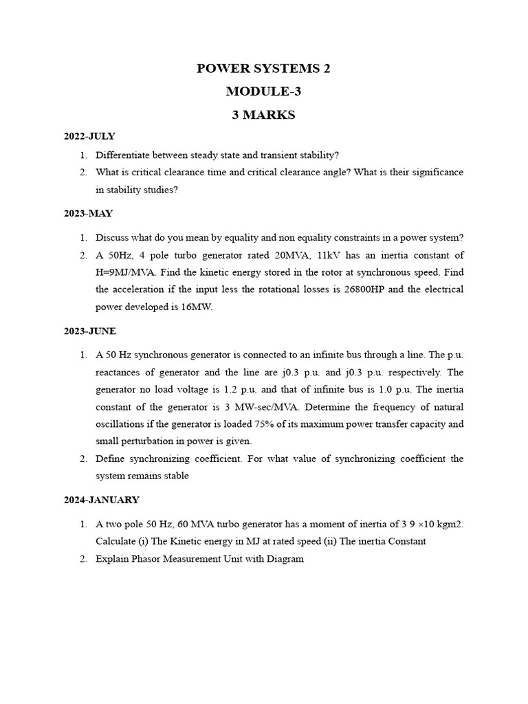 Power Systems Stability and Analysis | PDF | Electric Generator ...
