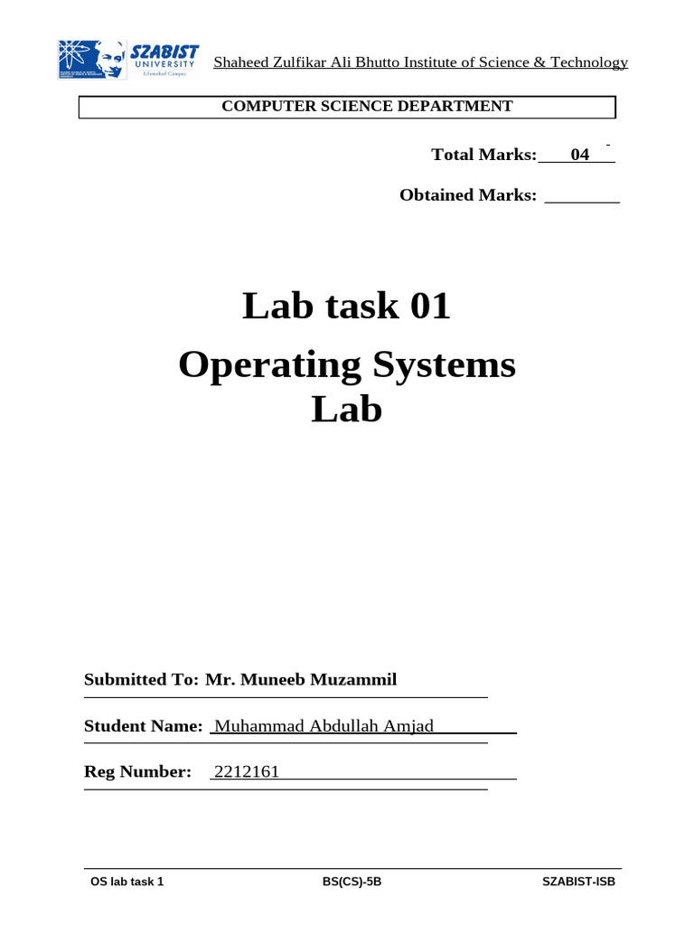 Os Lab Task 1 2212161 | PDF Os Lab Task 1 2212161 | PDF