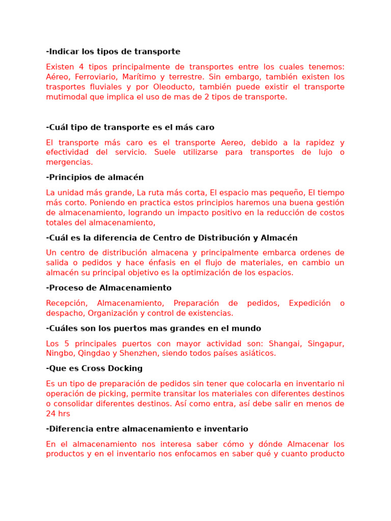 Cuestionario Modulo 5 | PDF | Logística | Almacén