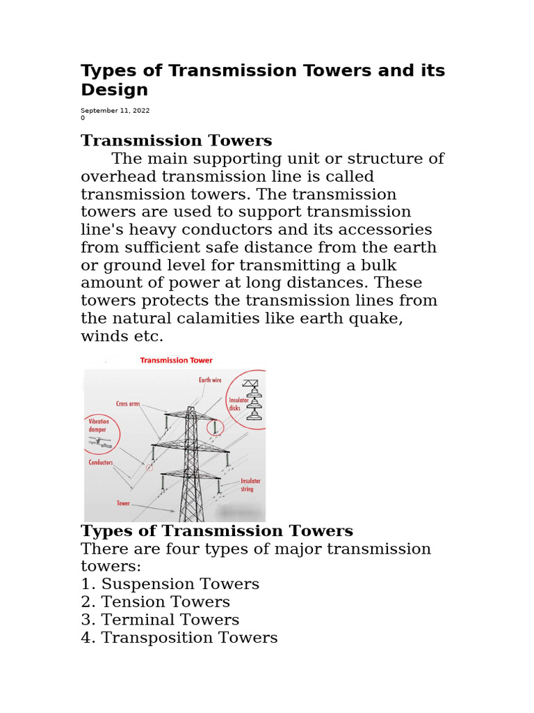 Types of Transmission Towers Explained | PDF | Electric Power ...