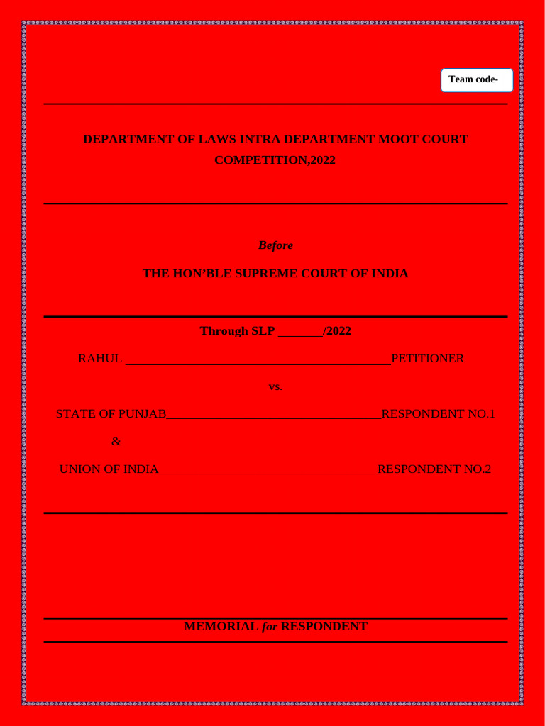 Respondent Memorial Final | PDF | Legal Guardian | Marriage