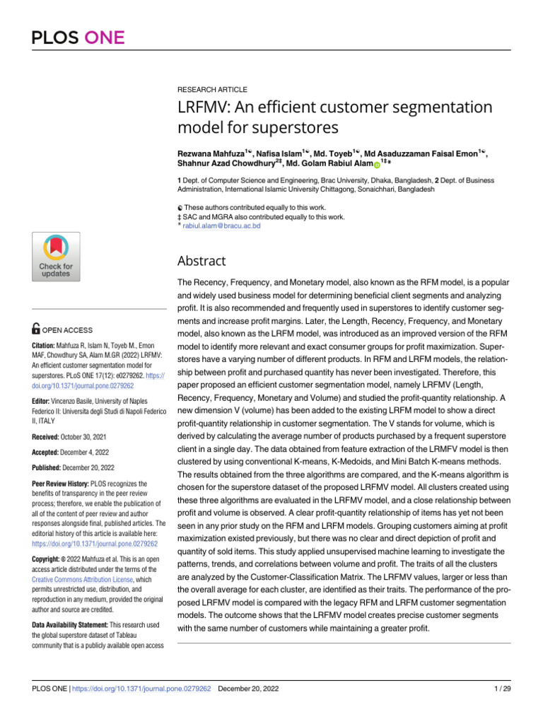 RFMV | PDF | Cluster Analysis | Market Segmentation