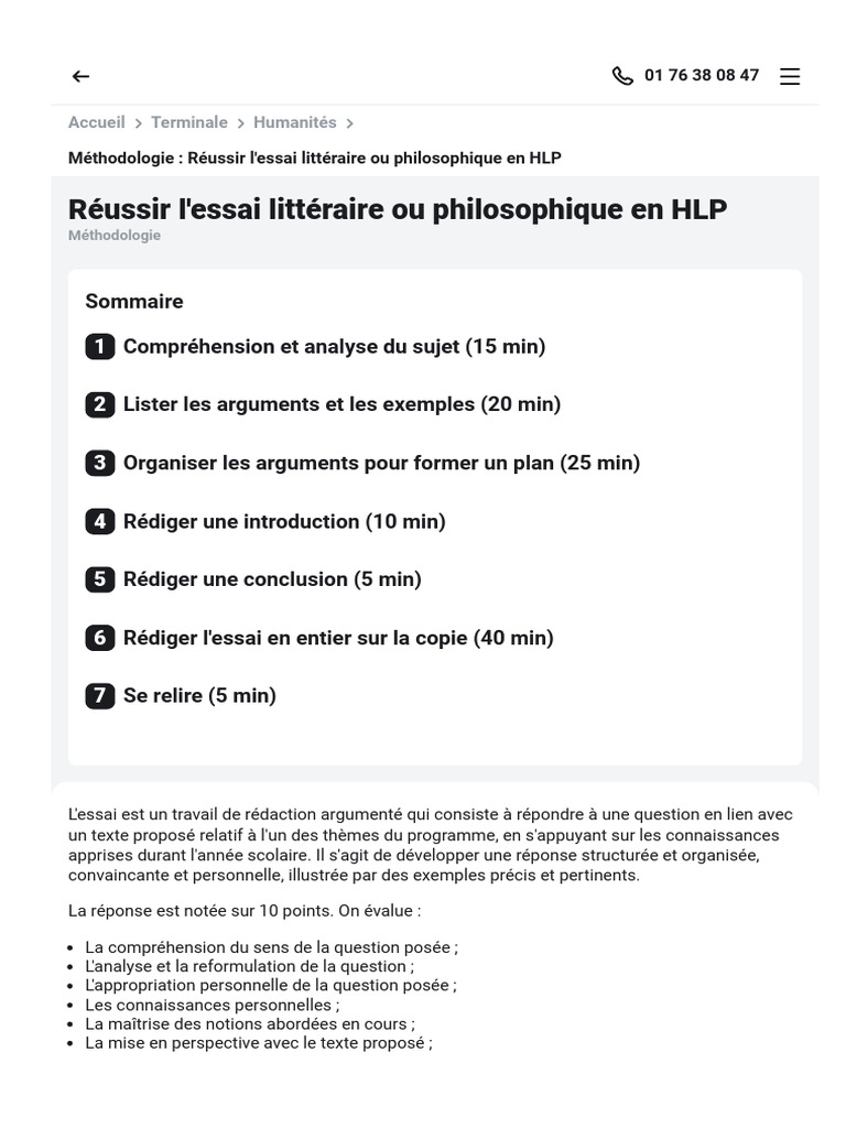 Réussir l'essai HLP : méthodologie clé | PDF | Arts du langage et ...