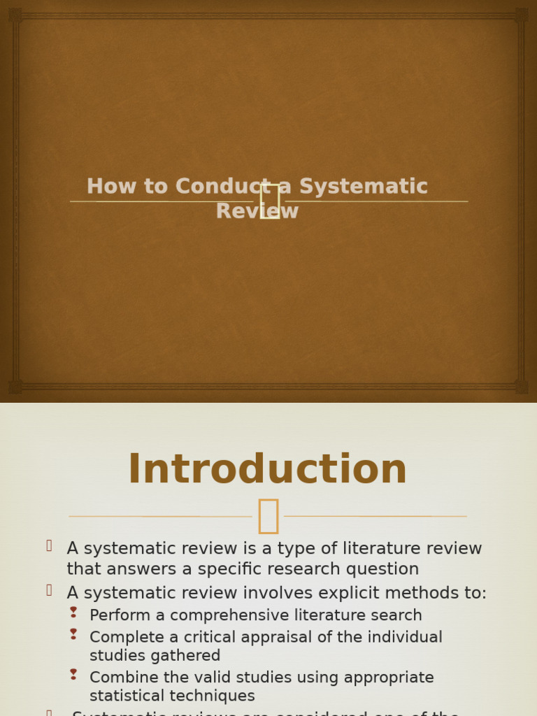 How to Conduct a Systematic Review | PDF | Systematic Review | Methodology
