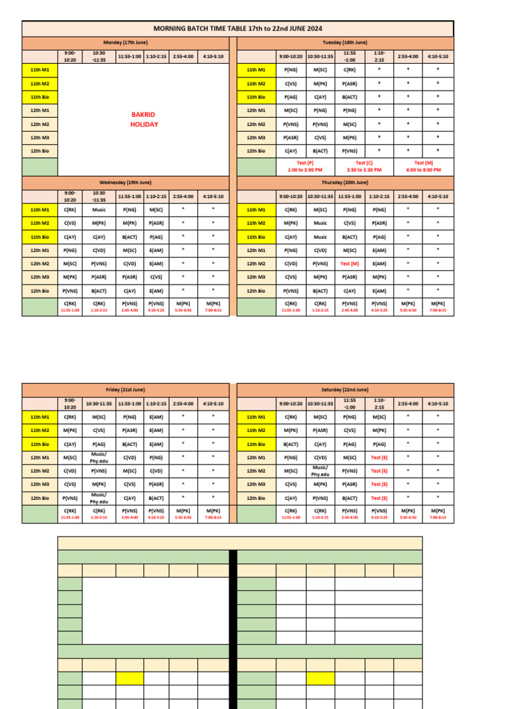 TIME TABLE 17-22 June 2024 | PDF