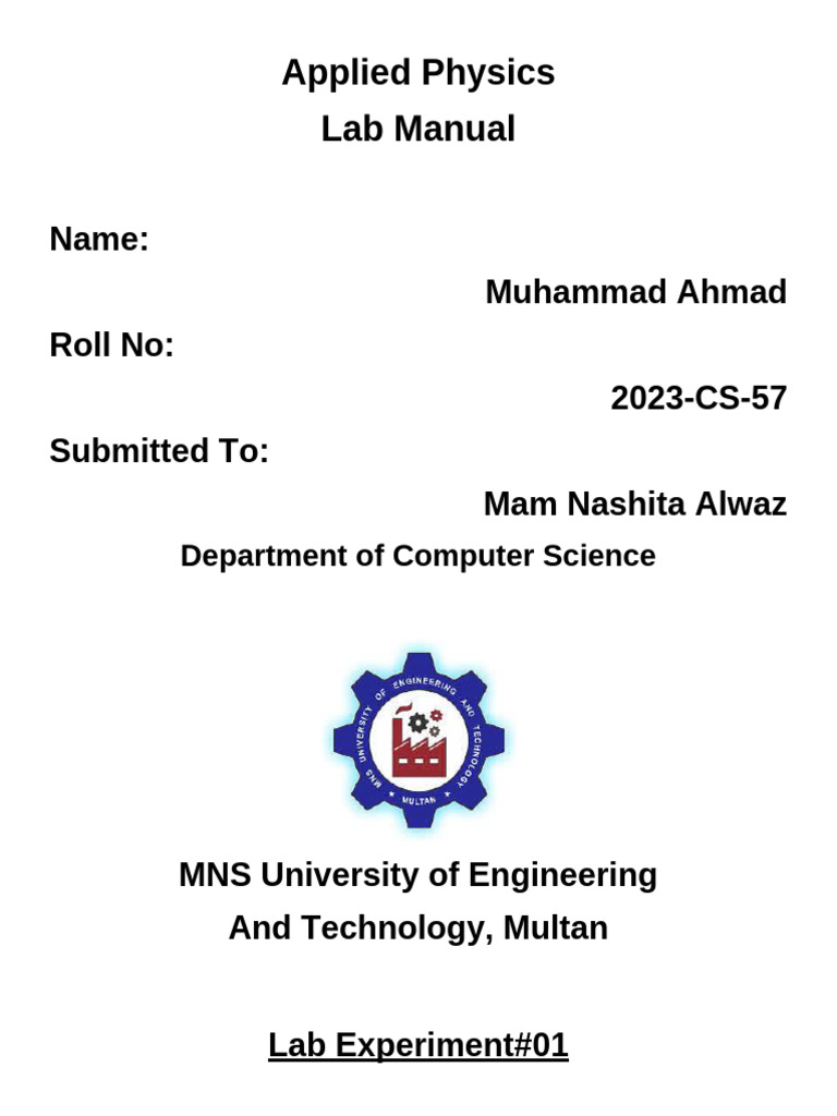 Physics Lab Manual | PDF | Electrical Resistivity And Conductivity ...
