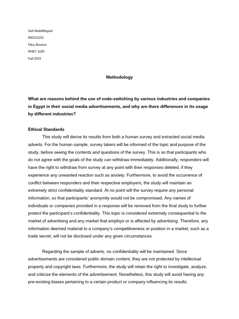Methodology 2 | PDF | Survey Methodology | Sampling (Statistics)