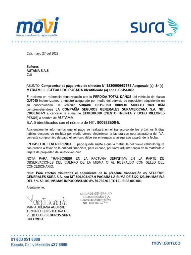 Nuevo Compromiso de Pago AUTAMA | PDF