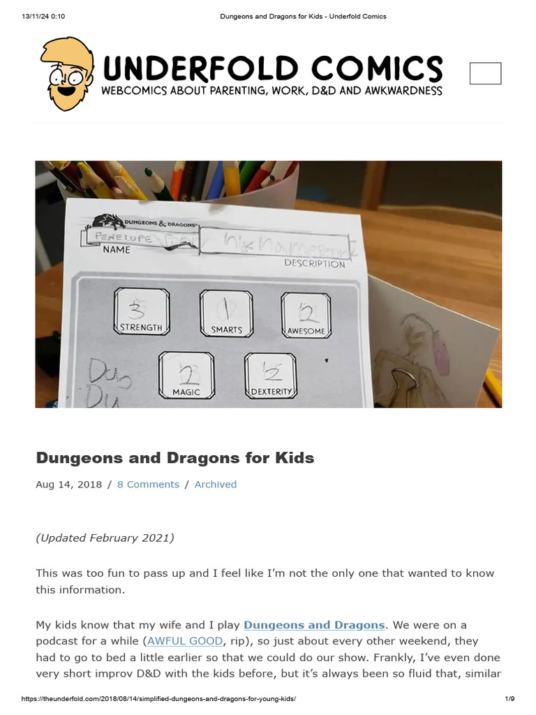 Dungeons and Dragons For Kids - Underfold Comics | PDF | Dungeons & Dragons | Role Playing Games