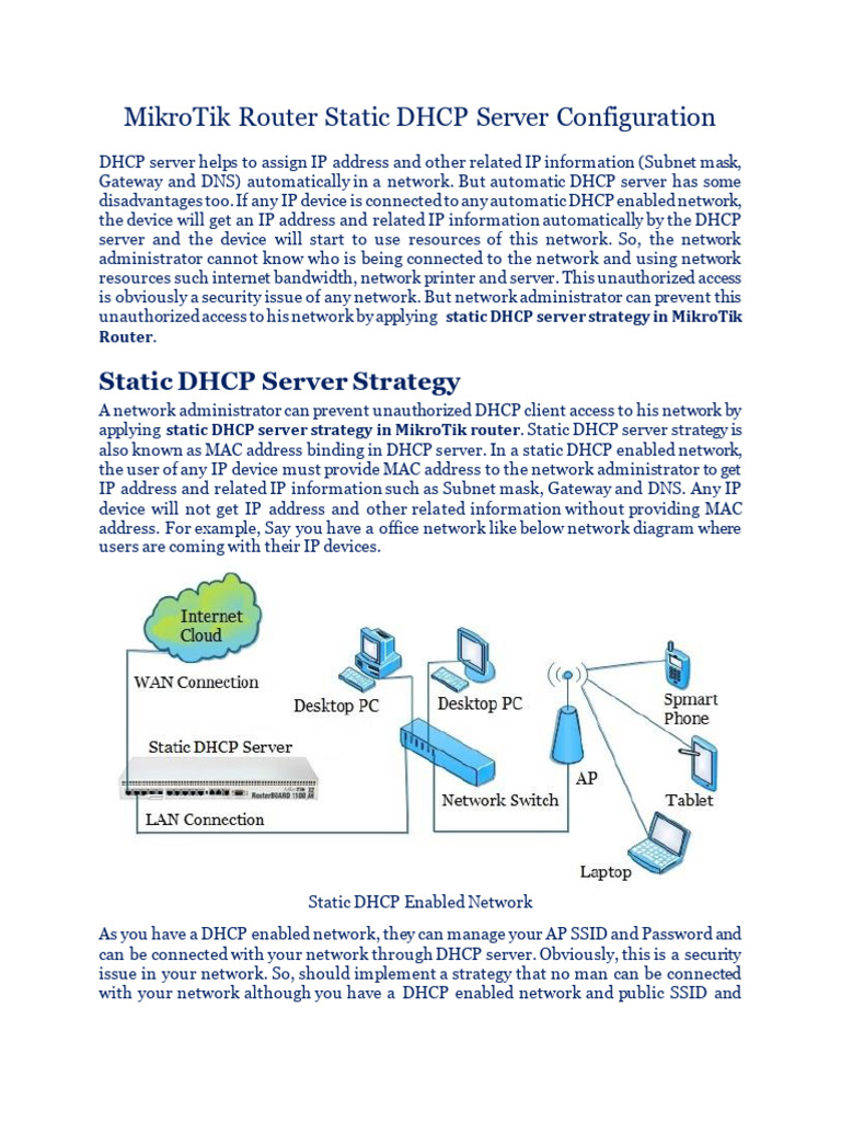 Static Dhcp Server Configuration Pdf Ip Address Computer Network