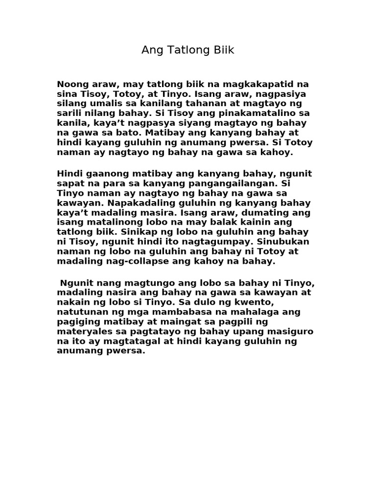 Ang Tatlong Biik | PDF