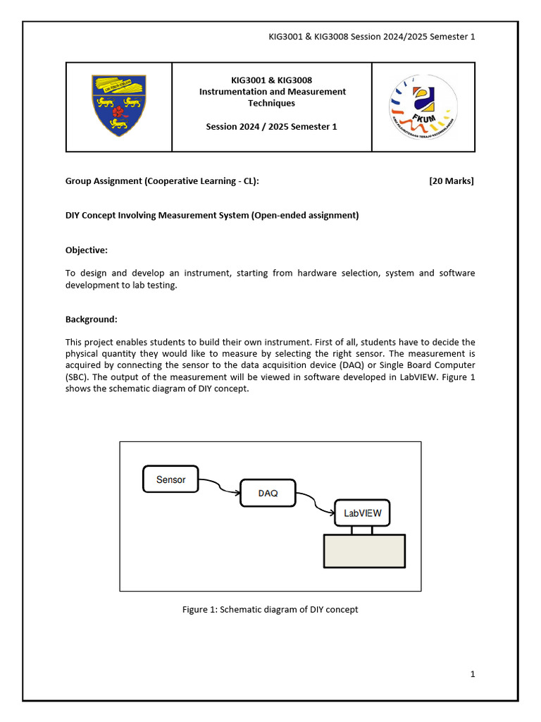 KIG3001 2425 S1 Group Assignment Instruction (Revised by ASA v2) | PDF | Data Acquisition | Sensor