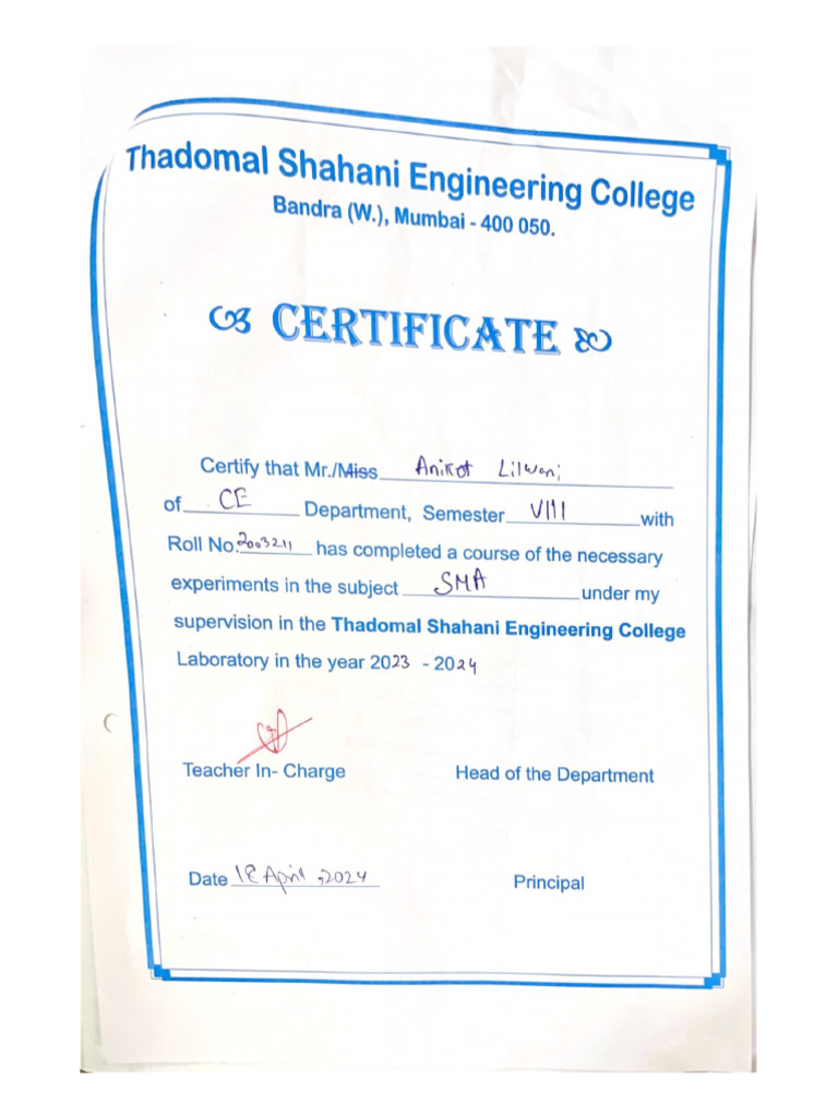 Thadomal Shahani Engineering College | PDF