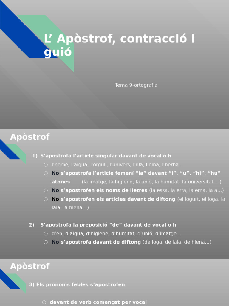 L' Apòstrof, Contracció I Guió | PDF