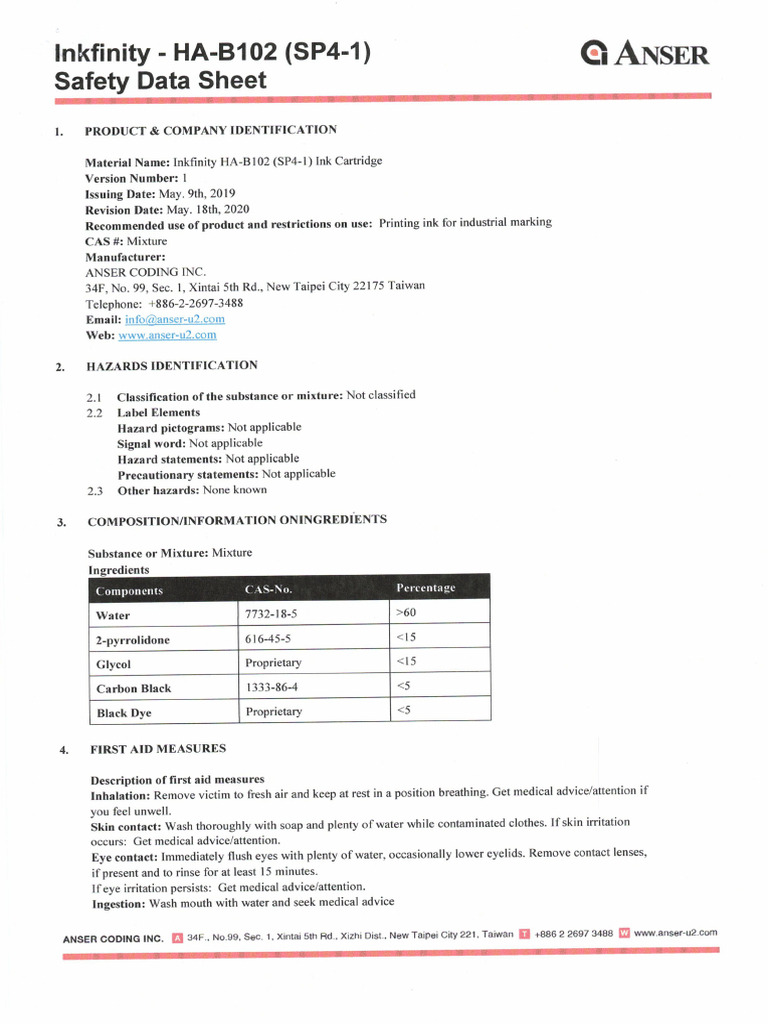 Safety Data Sheet SP4 1 1 | PDF