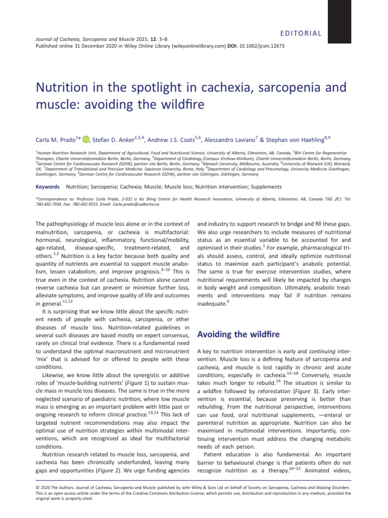 J Cachexia Sarcopenia Muscle - 2021 - Prado - Nutrition in The ...