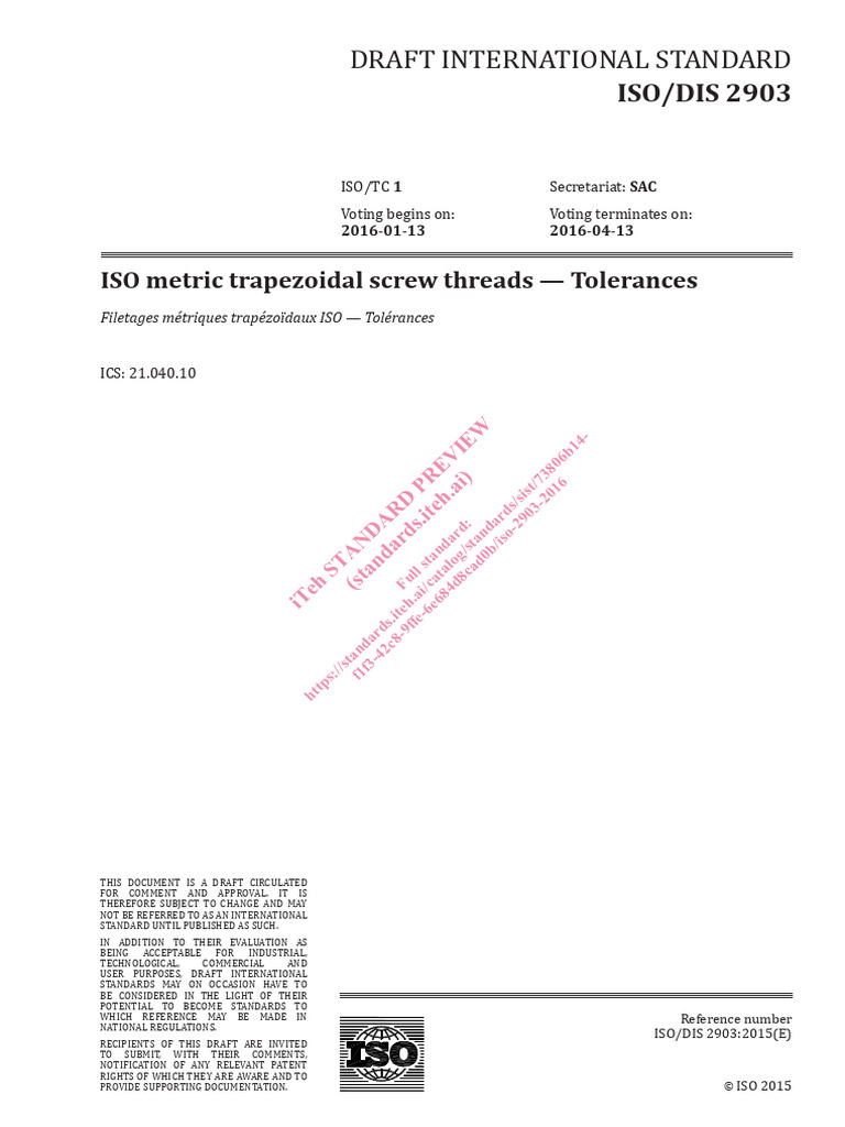 ISO-2903-2016 Tuerca Trapezoidal | PDF | International Organization For ...