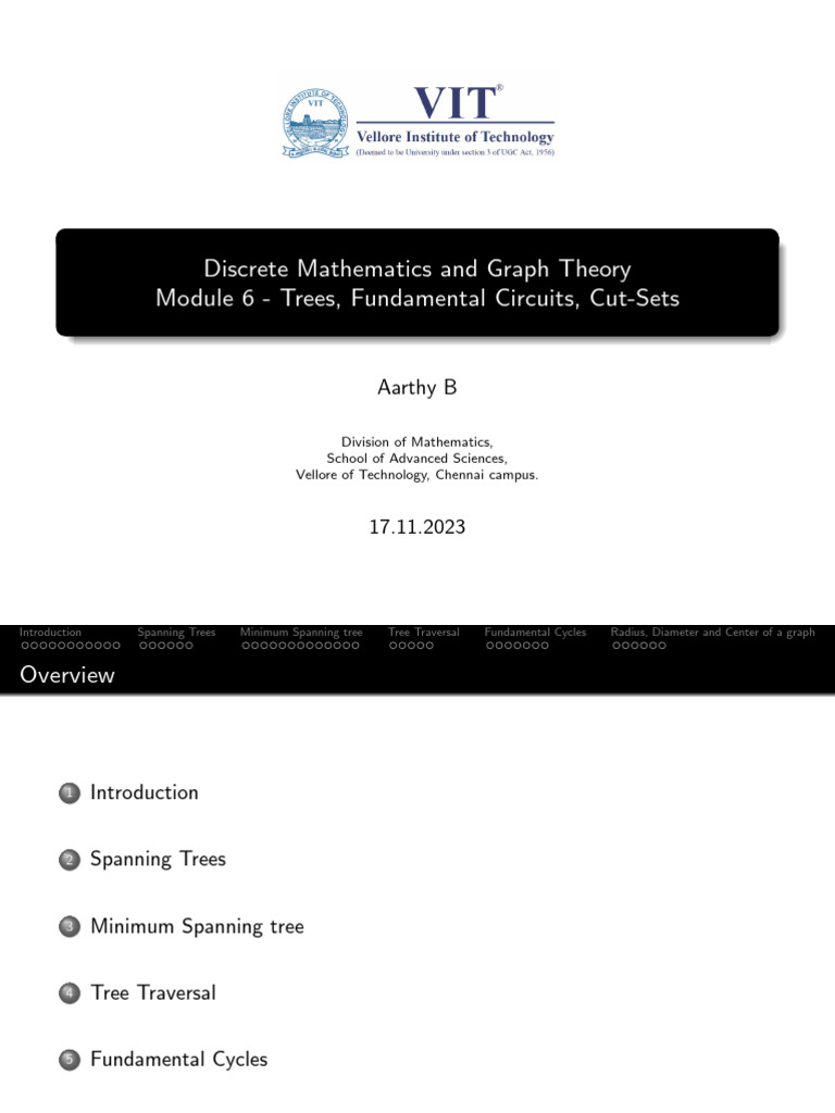 DMGT - Module - 6 - Trees AARTHY B | PDF | Vertex (Graph Theory) | Graph Theory