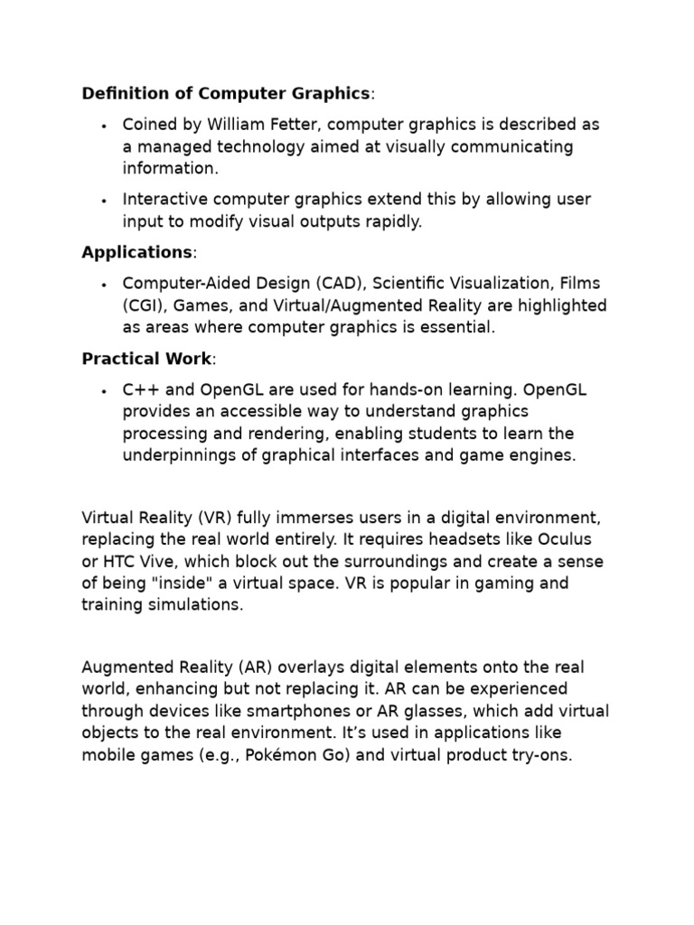 Intro to Computer Graphics & VR/AR | PDF