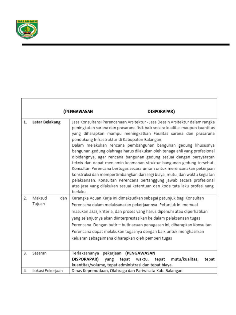 KAK Pagar Pengawasan | PDF