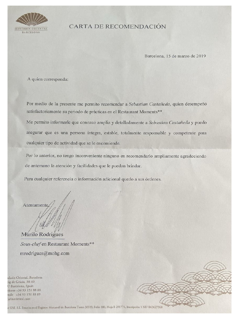 Lettre de Recommandation | PDF