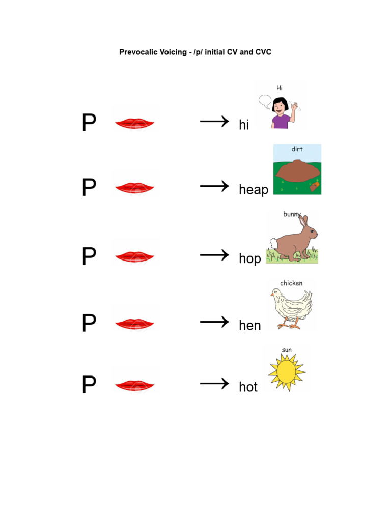 P P P P P: Prevocalic Voicing - /P/ Initial CV and CVC | PDF