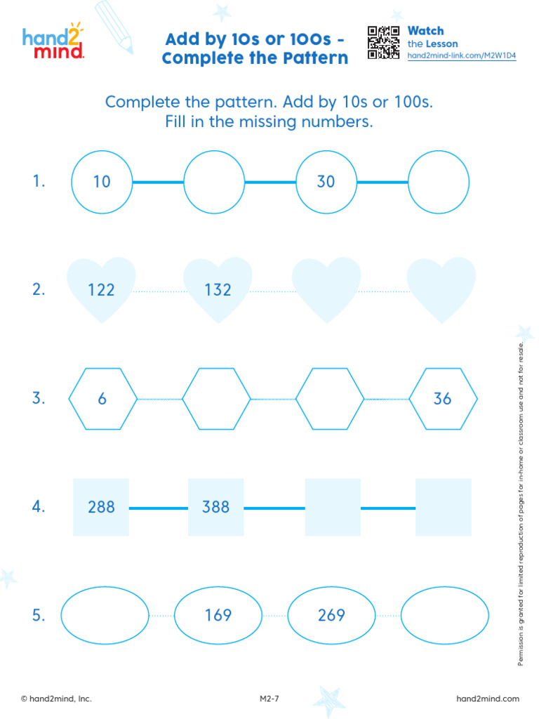 Grade 2 Math Add by 10s or 100s Complete The Pattern | PDF
