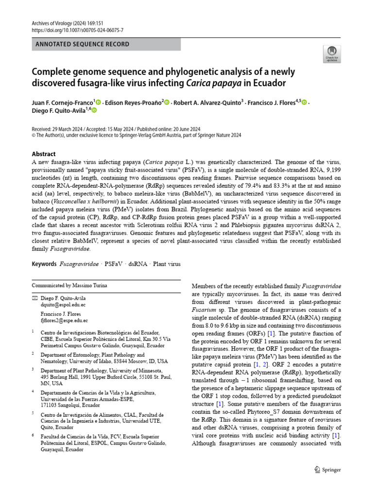 2024 AoV, Complete Genome Sequence and Phylogenetic Analysis of A New ...