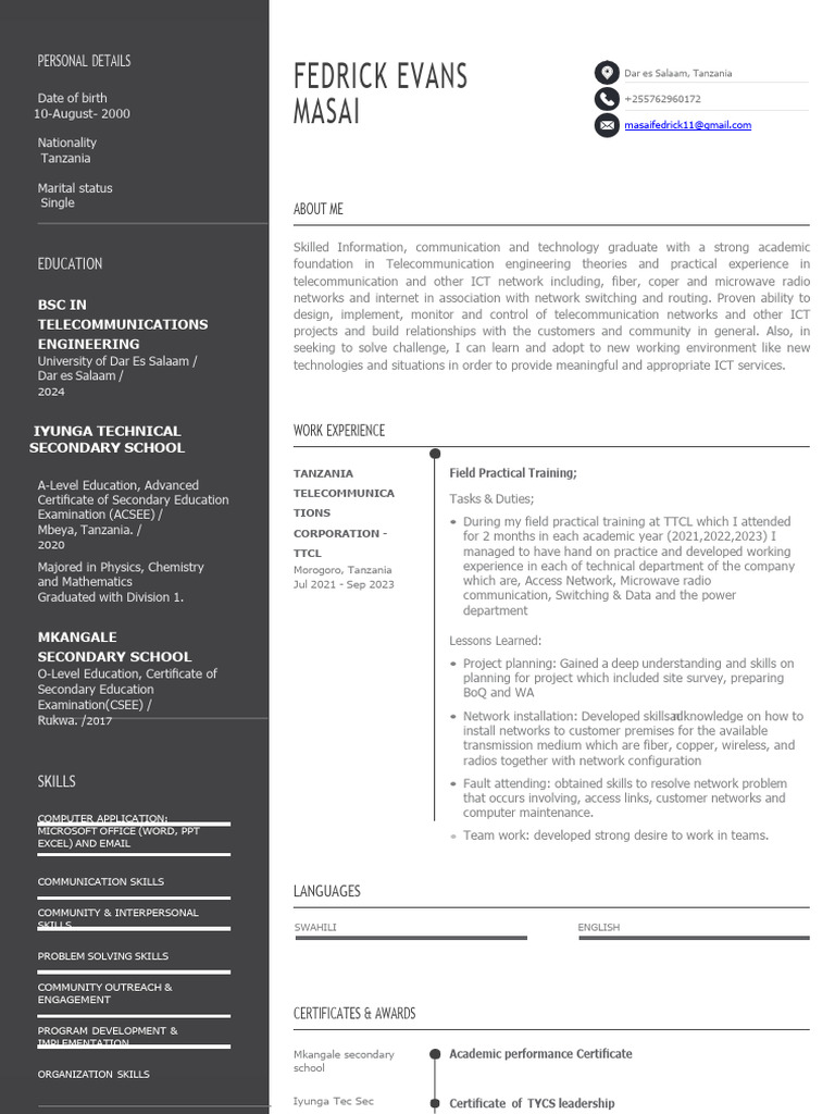 MASAI RESUME | PDF | Tanzania