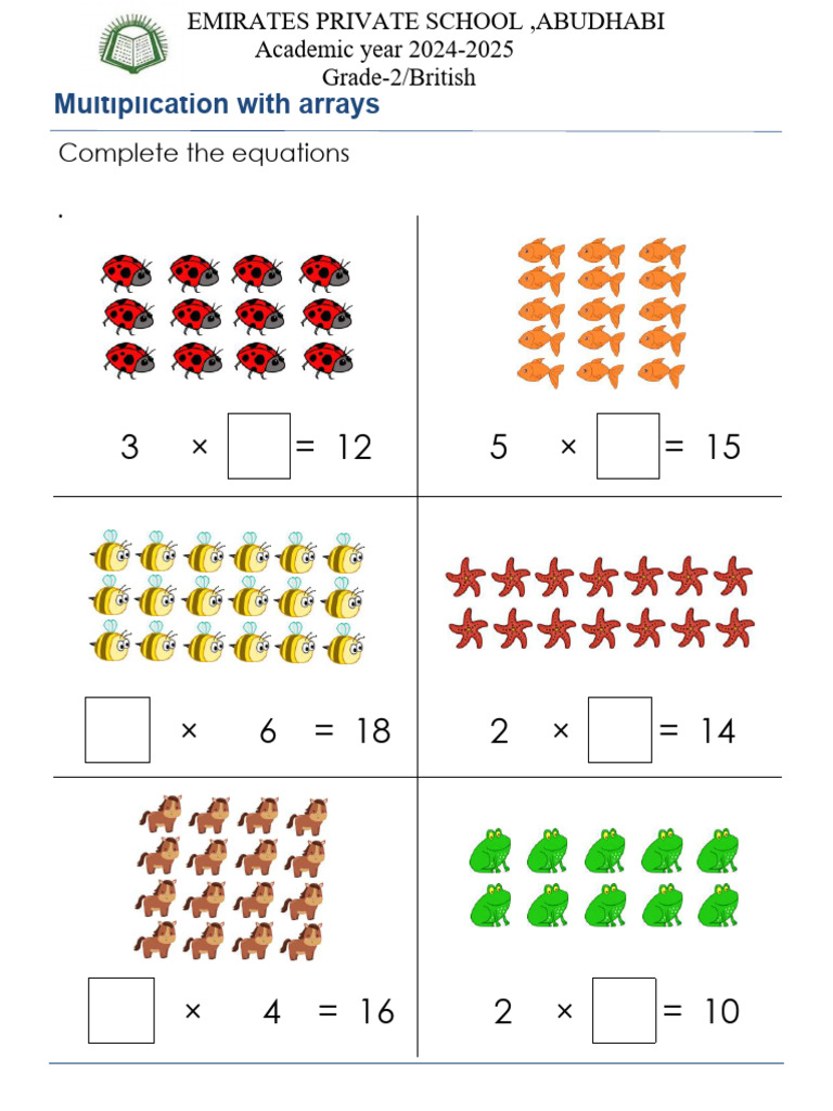 Grade 2 Multiplication Arrays B | PDF