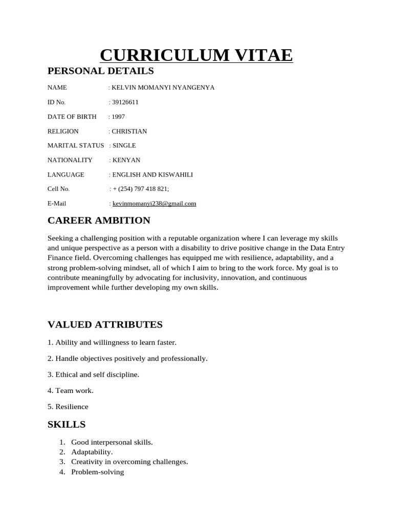 kelvin cv | PDF | Cognition | Behavior Modification