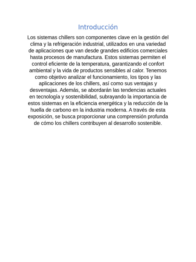 Informe de Sistemas Chillers | PDF | Refrigeración | Uso eficiente de energía