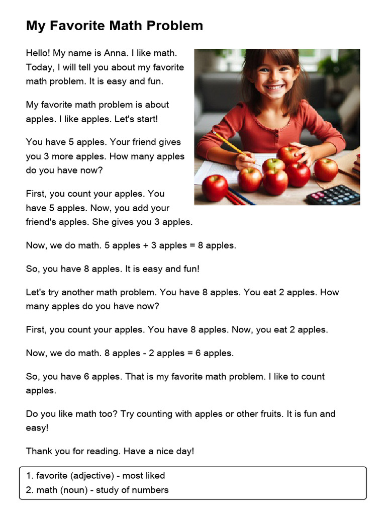 2 My Favorite Math Problem | PDF | Apple | Mathematics