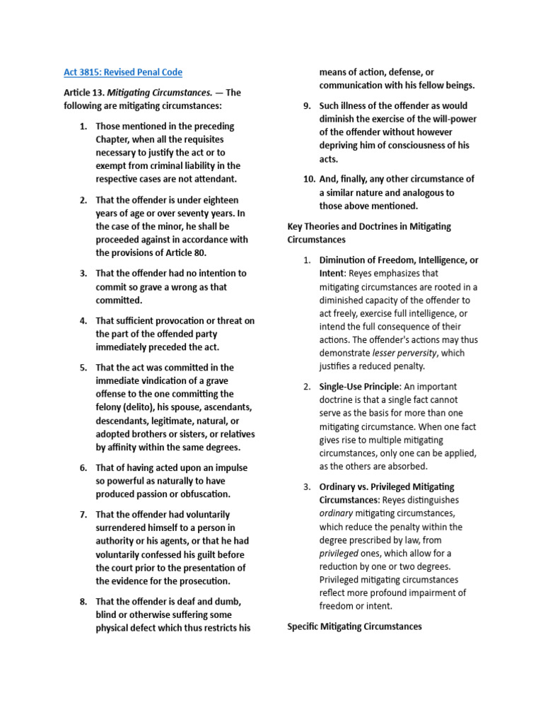 Mitigating Circumstances in Homicide Cases | PDF | Mitigating Factor ...
