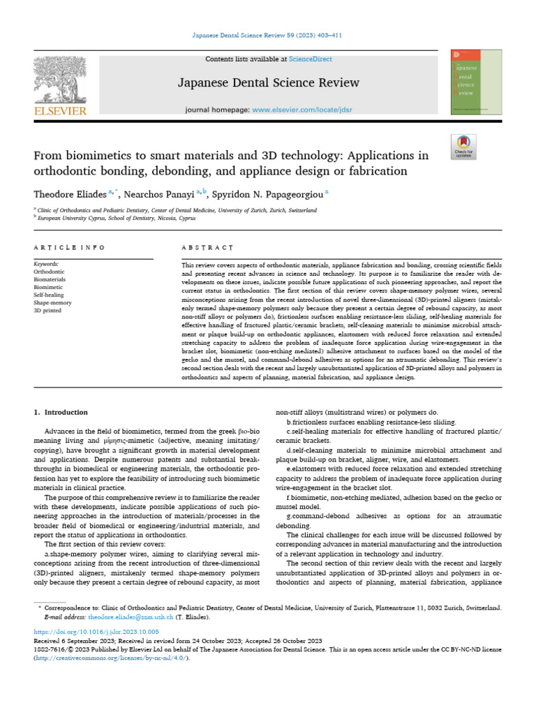 Biomimetic Materials | PDF | Orthodontics | Adhesive